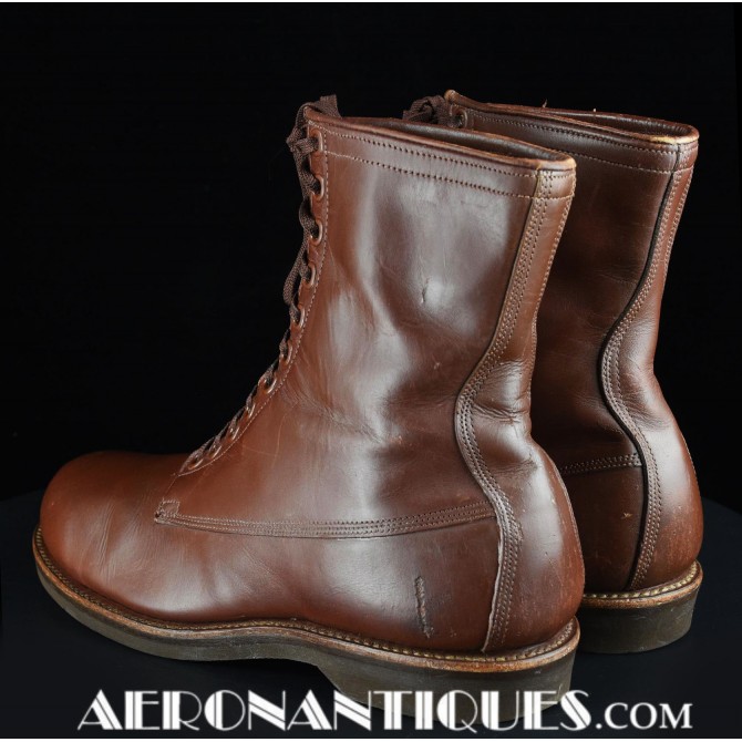 US Navy Pilot Brown Leather Flight Boots Vietnam