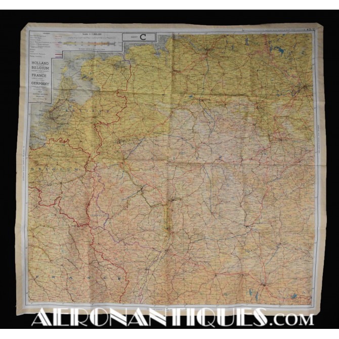 pilot escape chart;silk chart;wwii pilot map scarf;map;chart