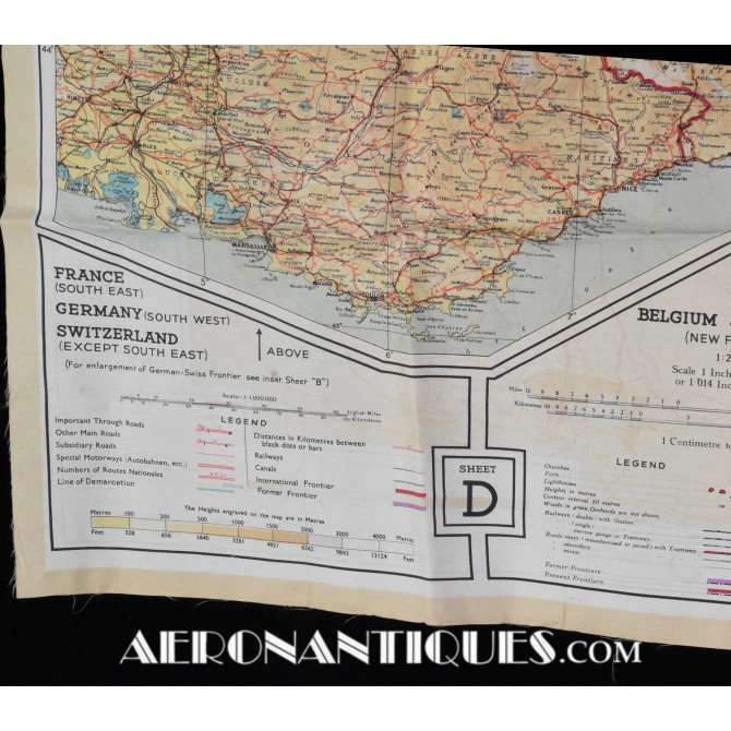pilot escape chart;silk chart;wwii pilot map scarf;map;chart