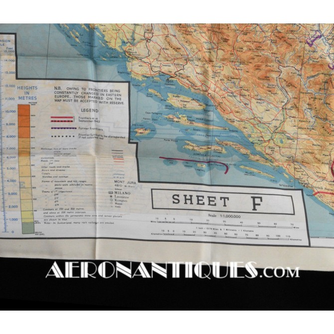 pilot escape chart;silk chart;wwii pilot map scarf;map;chart