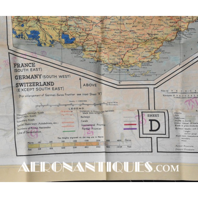 pilot escape chart;silk chart;wwii pilot map scarf;map;chart