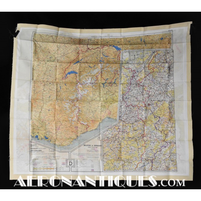 pilot escape chart;silk chart;wwii pilot map scarf;map;chart