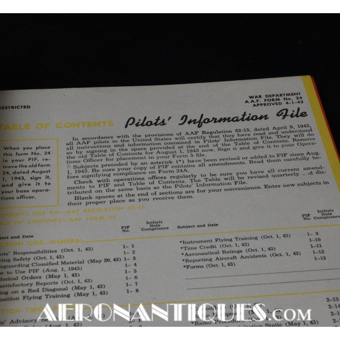 manual;usaaf manual;booklet;pilo information file;pif;air force manual